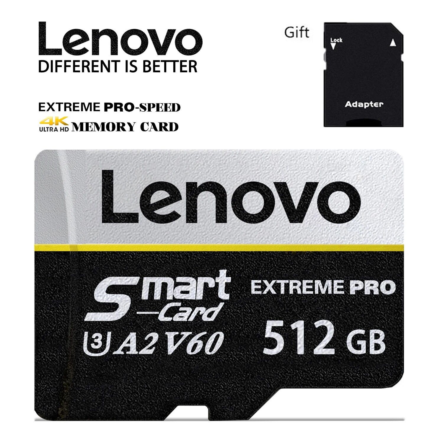 Карта памяти Lenovo Micro TF SD Extreme Speed 128/256/512 ГБ/1 ТБ Silver- 512GB