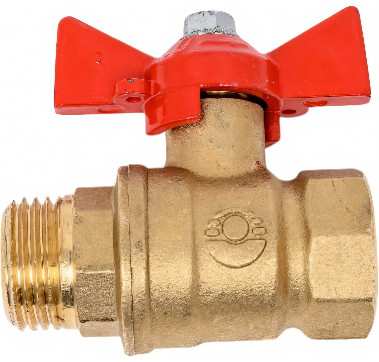 Кран шаровой Valfex N/P59 бирка для воды 1/2' ВР/НР ручка-бабочка, латунный 11Б27фт1М (96/24) VF.218. LB1.012. N/P59. Bir