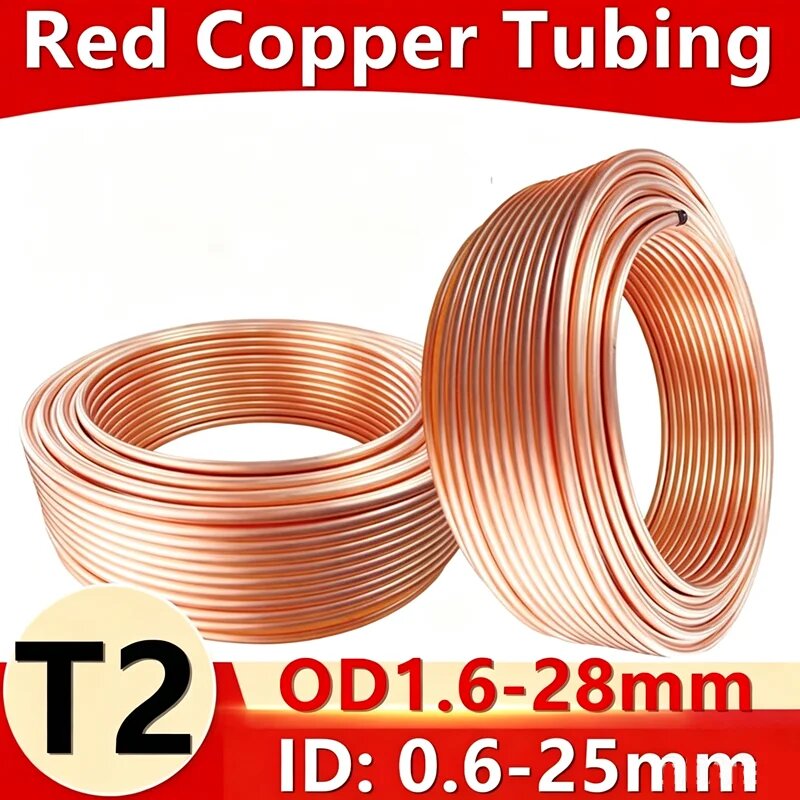 Медная трубка T2 для кондиционирования 1,6-28 мм 4 x 2mm, 5 Meter