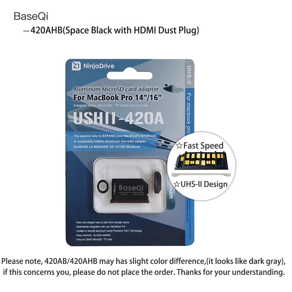 BASEQI Адаптер Micro SD для MacBook Pro серебристый