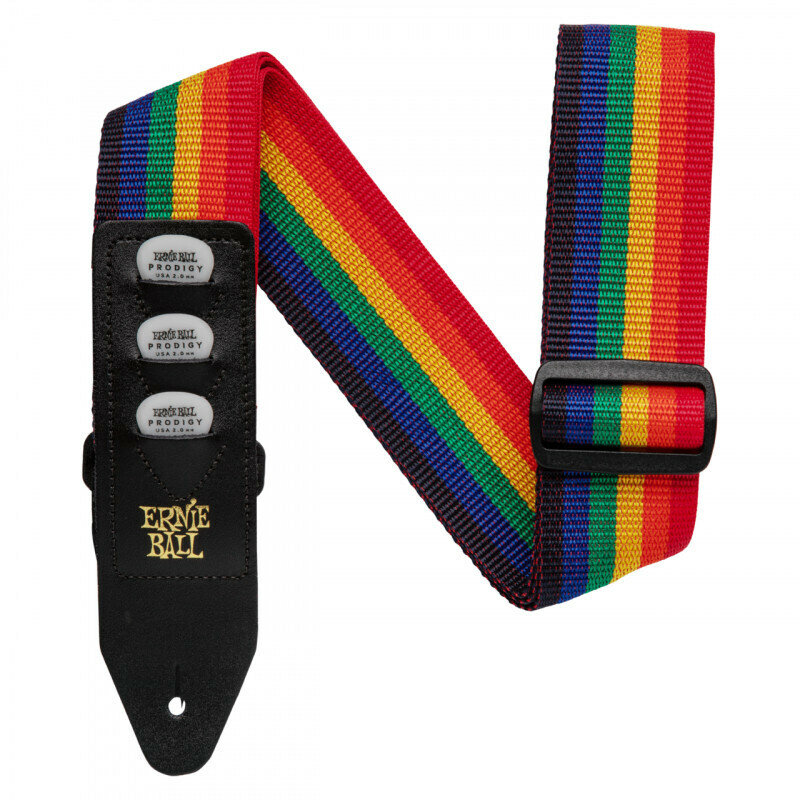 Ремень для гитары ERNIE BALL 4188 Pickholder полипропилен, с кармашками под 3 медиатора, радужный