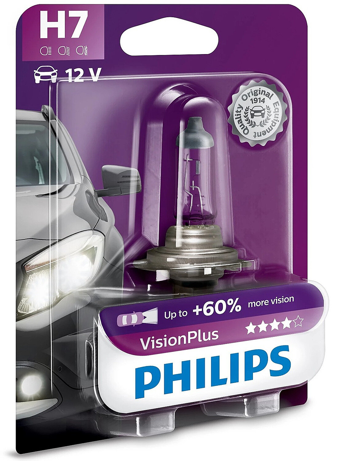 Лампа Philips VisionPlus H7 12V 55W PX26d 12972VPB1