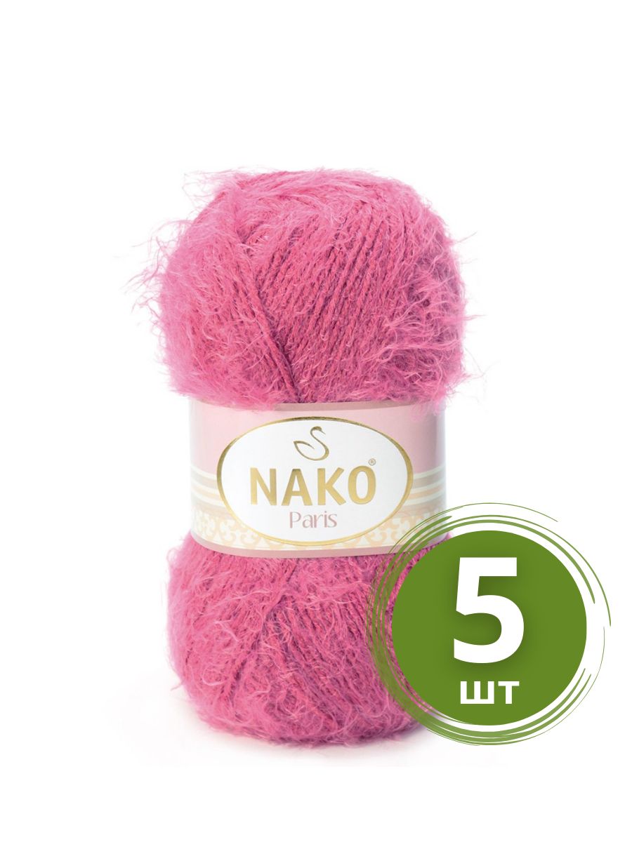Пряжа Nako Paris (Нако Париж) - 5 мотков Цвет: 6578 яр. розовый, Акрил-40% Полиамид-60% 245г 100м