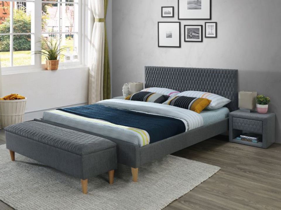SandH Кровать Signal AZURRO Velvet (серый/дуб) 160/200 Серый