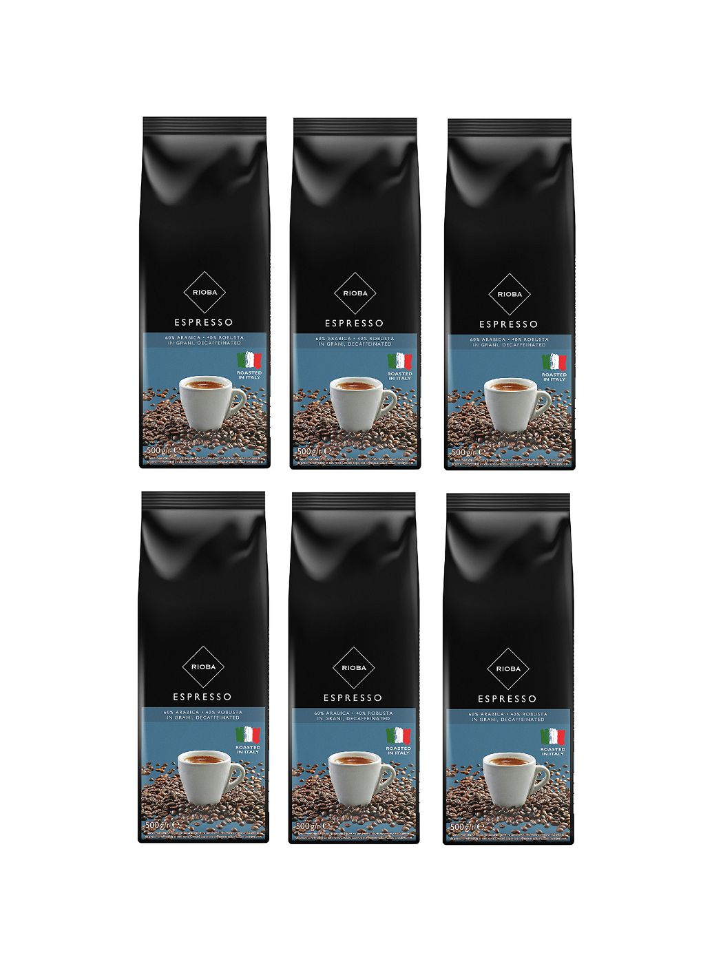 Rioba Кофе Espresso Decaffeeinated без кофеина в зернах, 500 гр, 6 шт