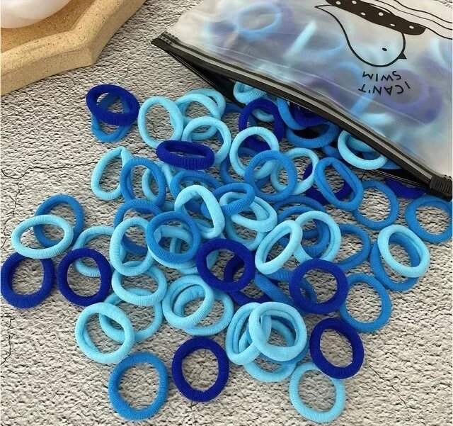 Резинки для волос синие, Nylon, 9 шт.
