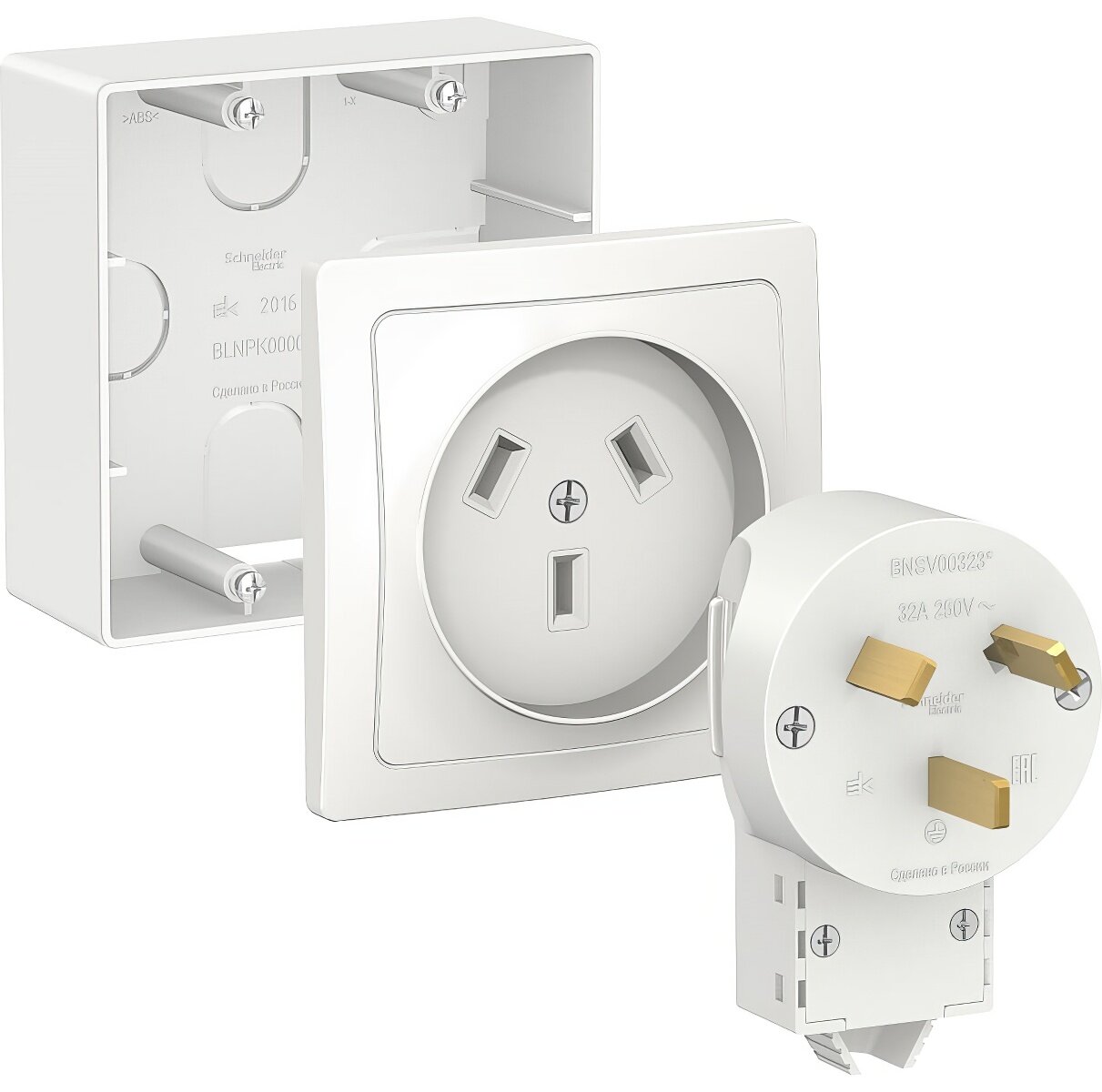 Силовой комплект Systeme Electric Blanca наружный, белый, 32 А, 250 В: розетка, вилка SE BLNSK003231