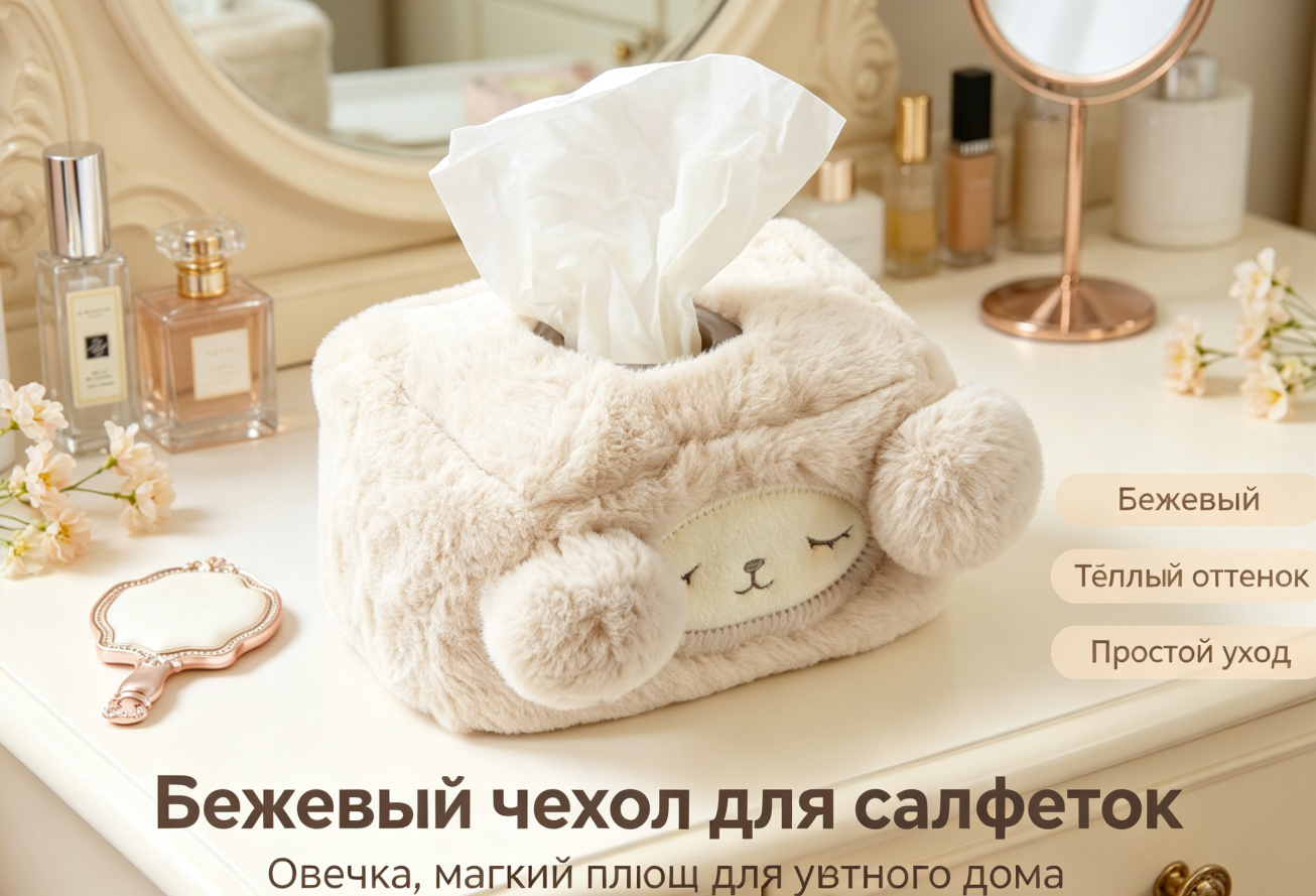 Милый плюшевый держатель для салфеток, прямоугольный и цилиндрический чехол для салфеток, декор для спальни