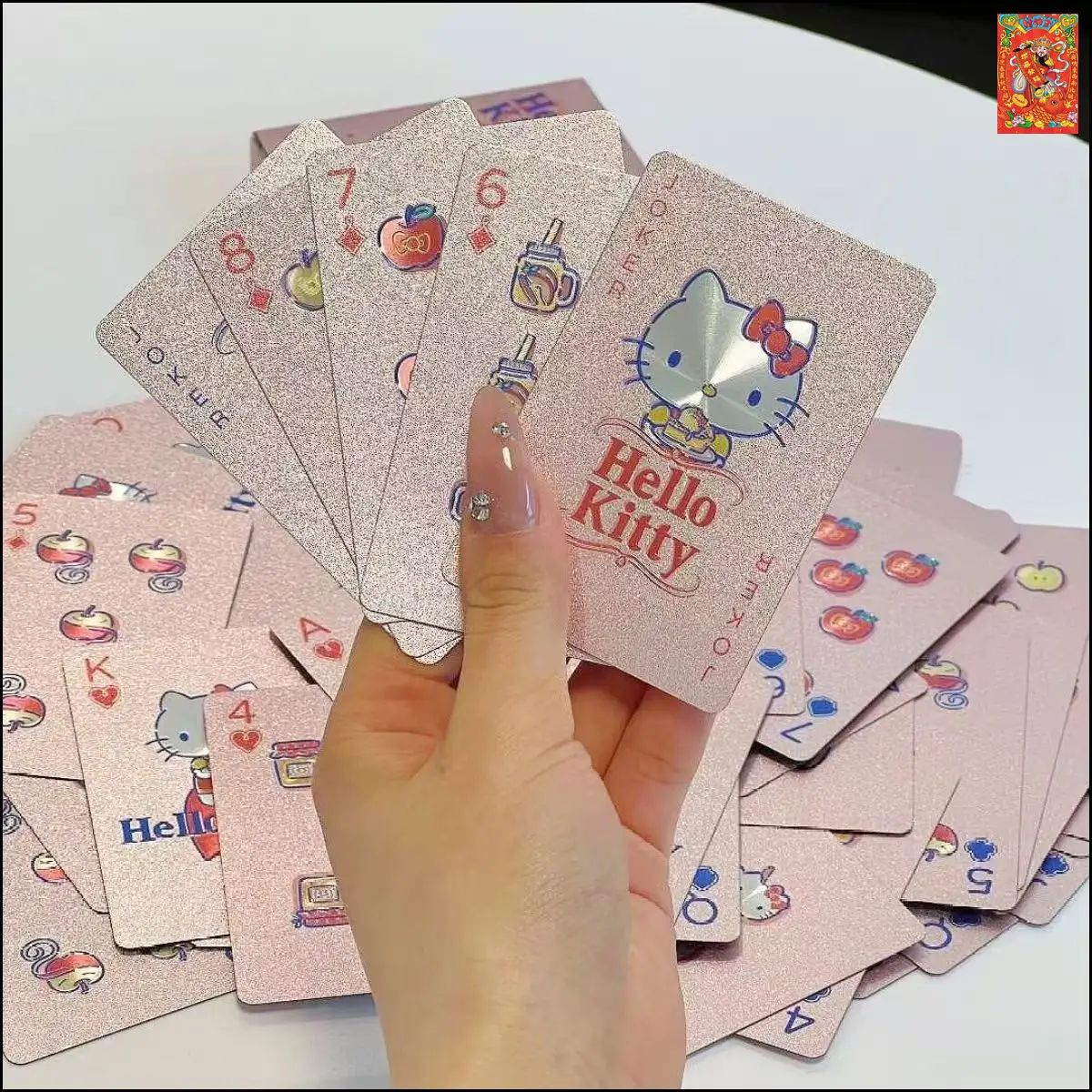 Игральные карты картонные ПВХ с Пикачу и Hello Kitty, 54 шт, золотистый цвет, для взрослых