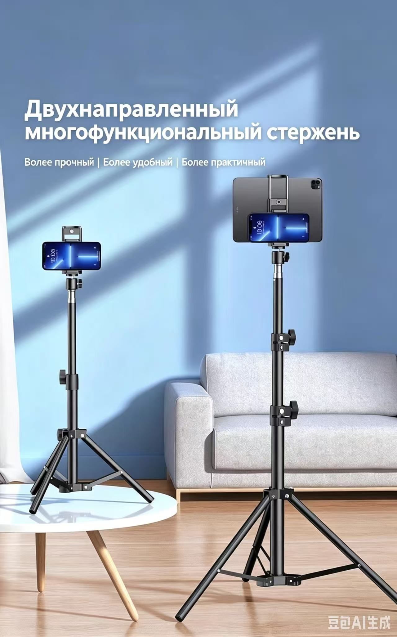 Универсальная подставка для телефона и планшета, раскладная высота 1,7 м, сложенная 0,58 м/напольное крепление для планшетов с диагональю от 5 до 12 дюймов.