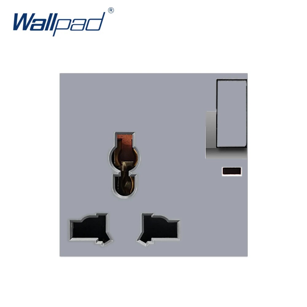 Серебряный кнопочный выключатель Wallpad S6 Universal Socket
