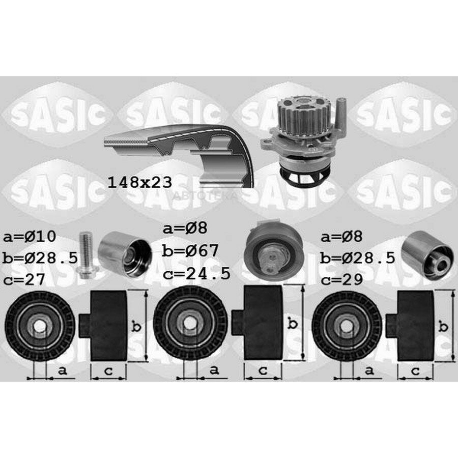 Комплект ремня ГРМ VAG A1/A3/TT/LEON/GOLF/POLO с вод. насос SASIC 3906103