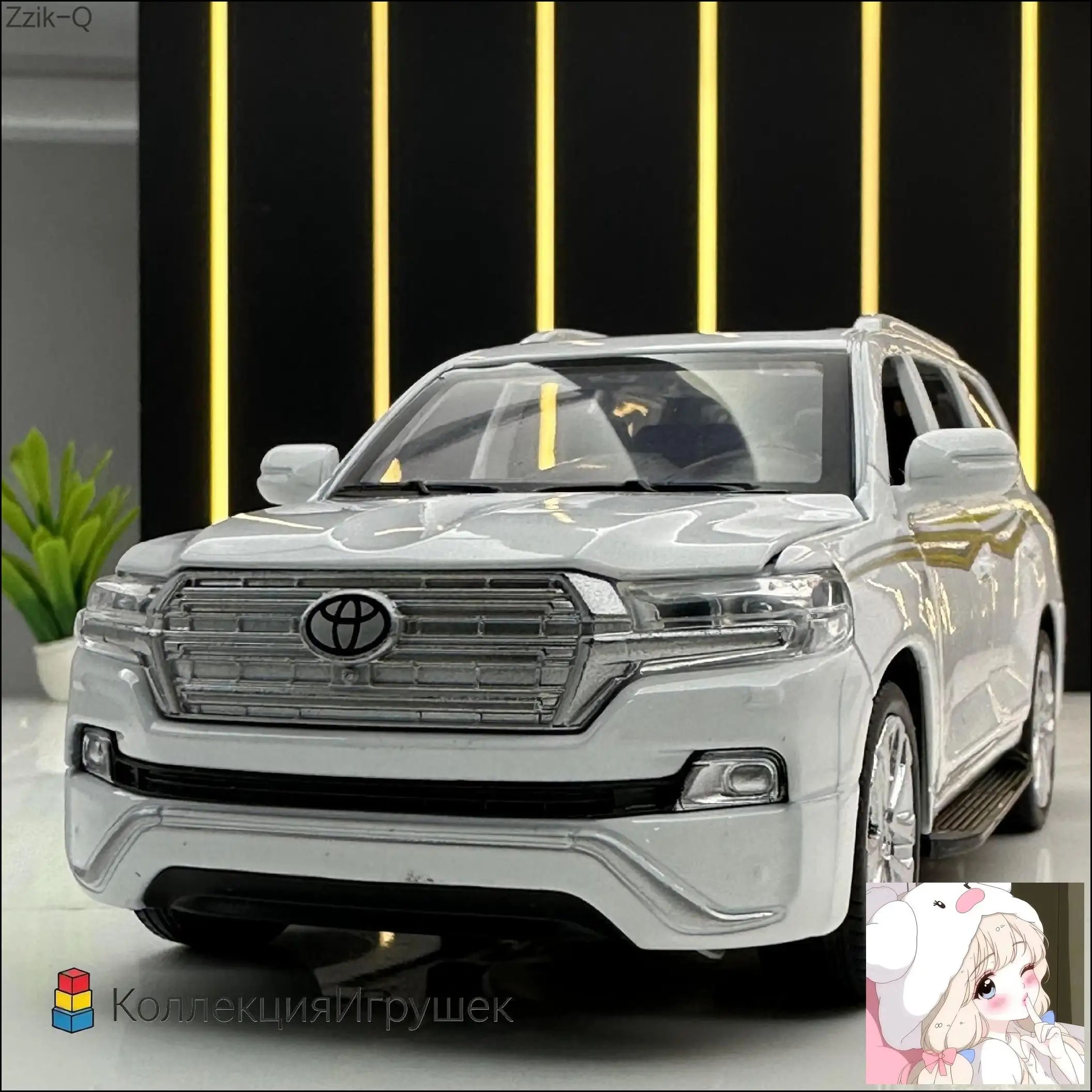 Металлическая модель Toyota Land Cruiser 1:32, белая, инерционная, со звуком и светом, игрушка для детей и коллекционеро