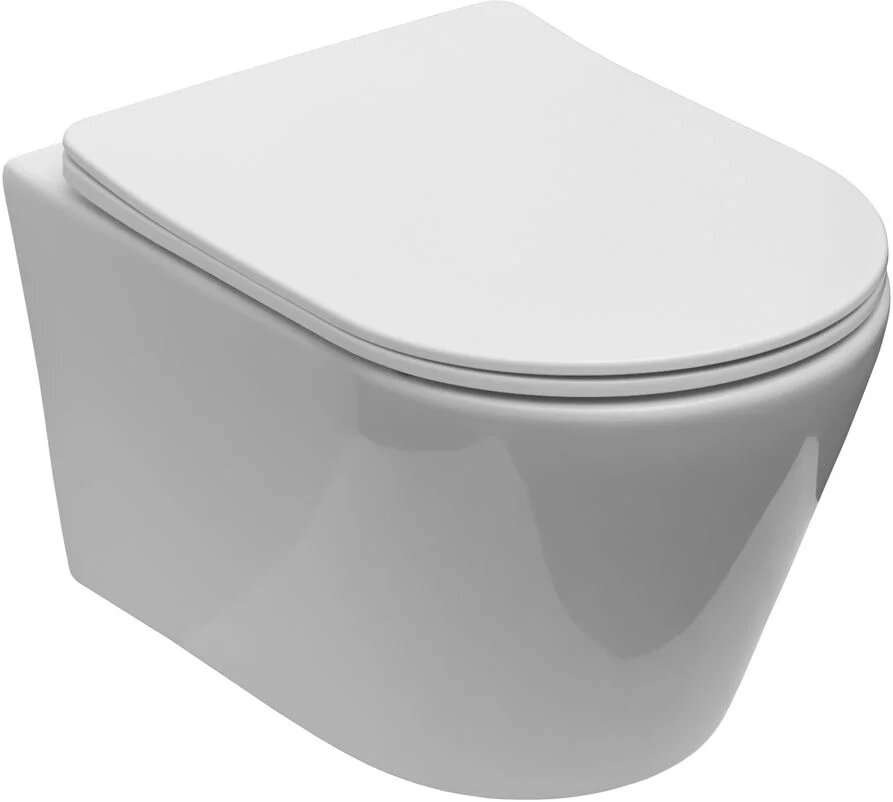 Унитаз подвесной Creto Logan L5 1005-001-L6W с микролифтом, безободковый, без бачка, фарфоровый, белый, глянцевый, овальный, сиденье для унитаза в комплекте