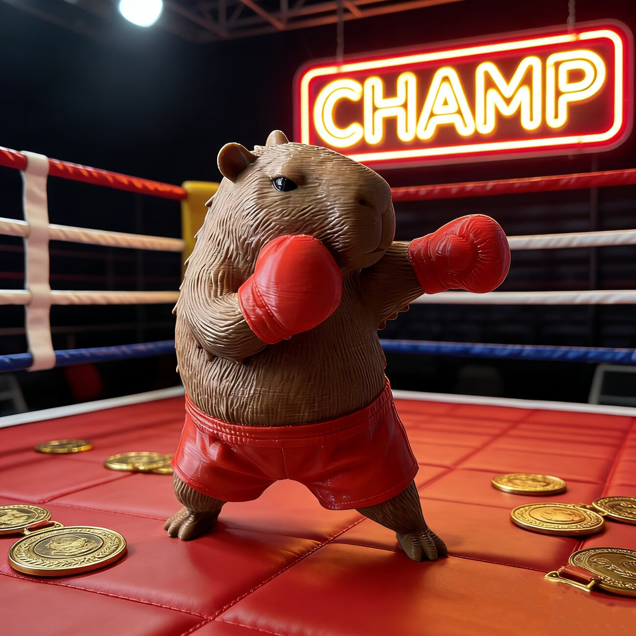 9см Фигурка Боксирующая Капибара, 3D Печать, Декоративная Фигура для Стола, Снятие Стресса, Игрушка, Подарок