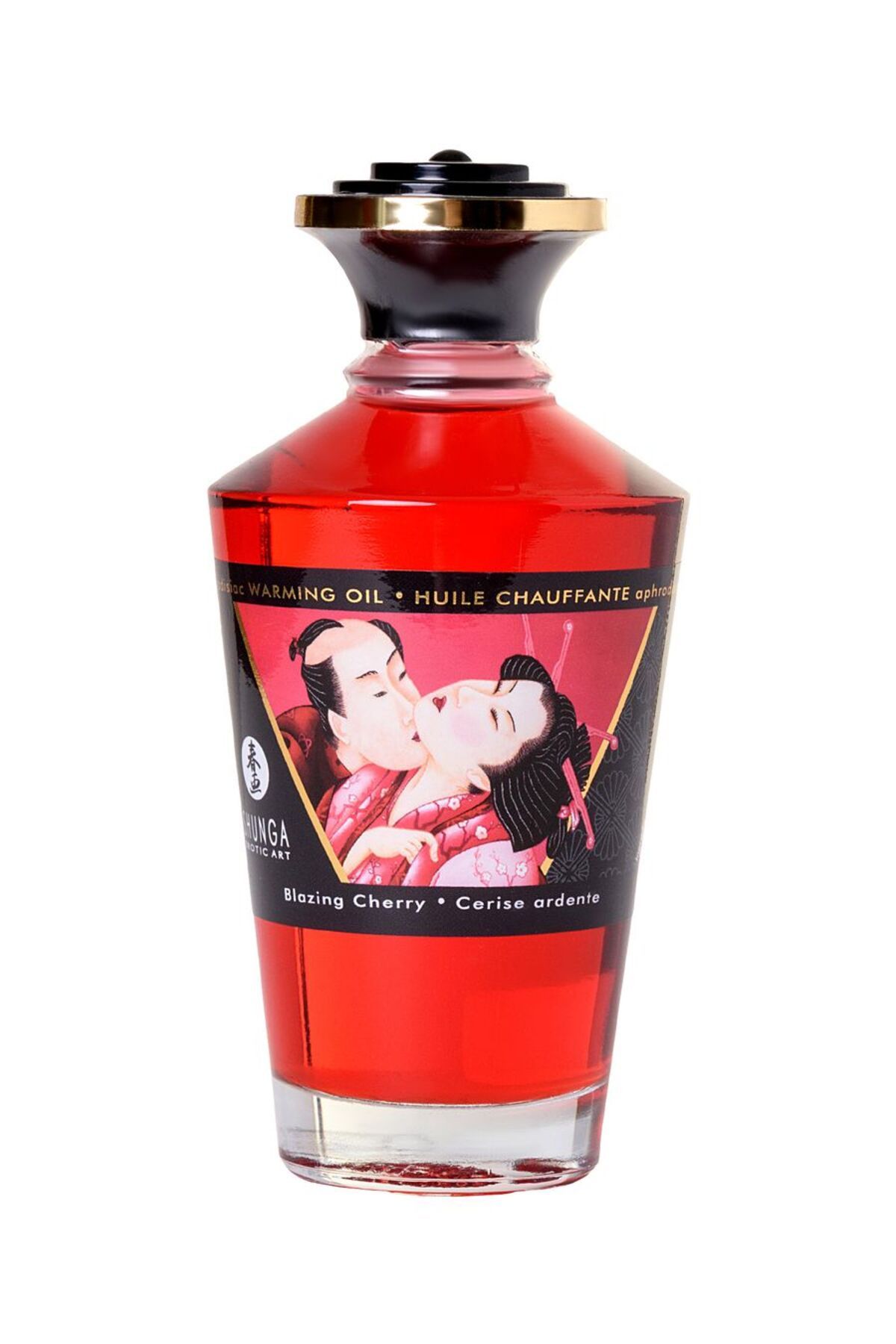 Масло массажное для тела Shunga Пылающая вишня (Blazing Cherry), разогревающее, 100 мл.