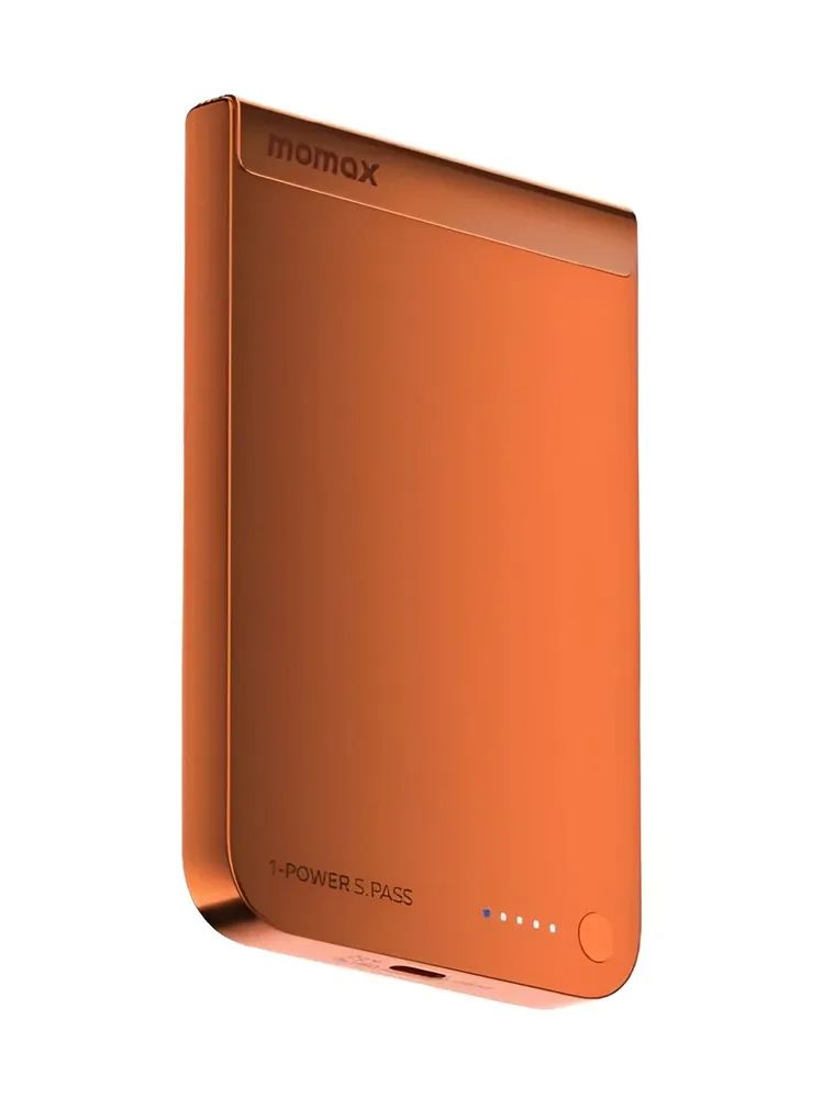 Магнитный внешний аккумулятор Momax 1-Power S.Pass 5000mAh Qi2 - оранжевый