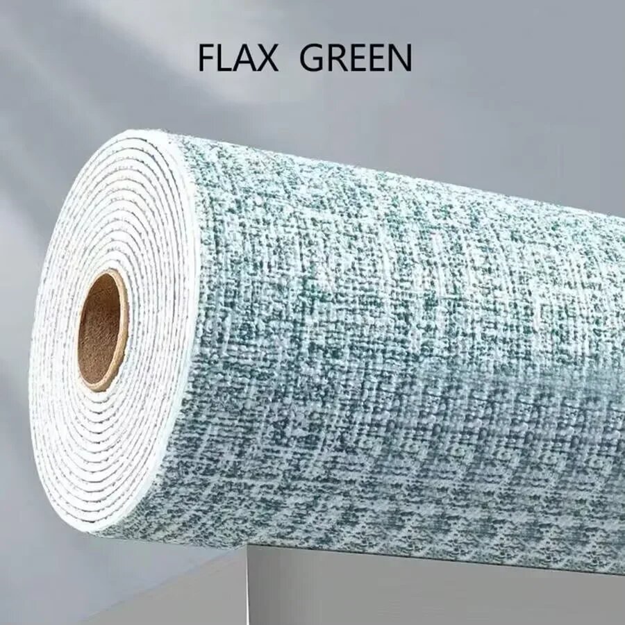 3D-панели из ПВХ для стен под лен, самоклеящиеся, Зеленый, flax green, 1pcs 50cmX2.8m