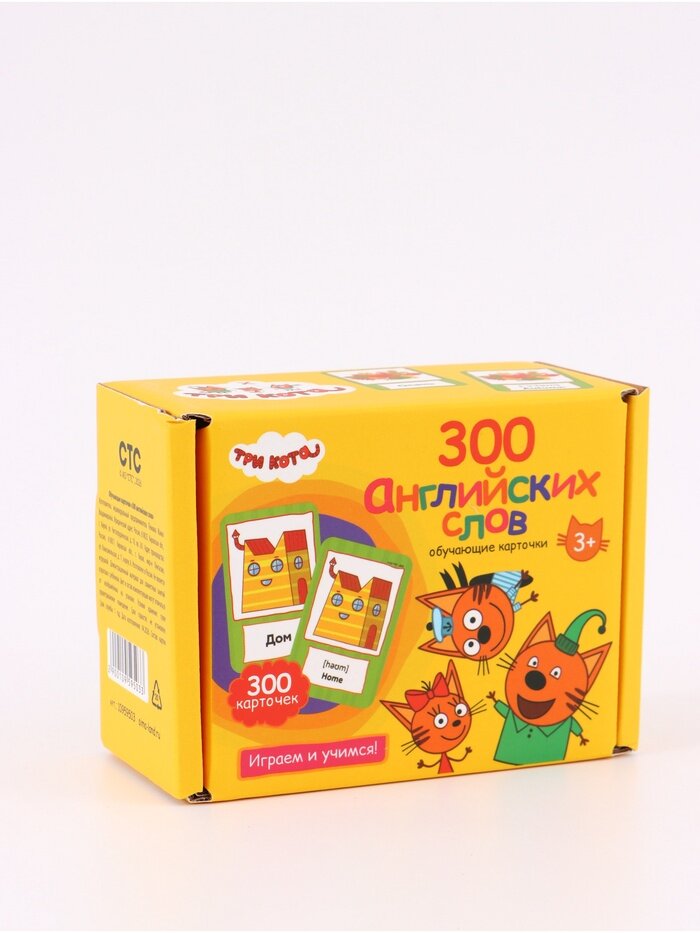 Обучающие карточки «300 первых слов на английском», Три кота, 300 карт, 3+