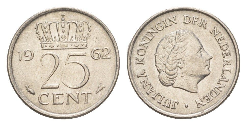 Нидерланды 25 центов 1962 год
