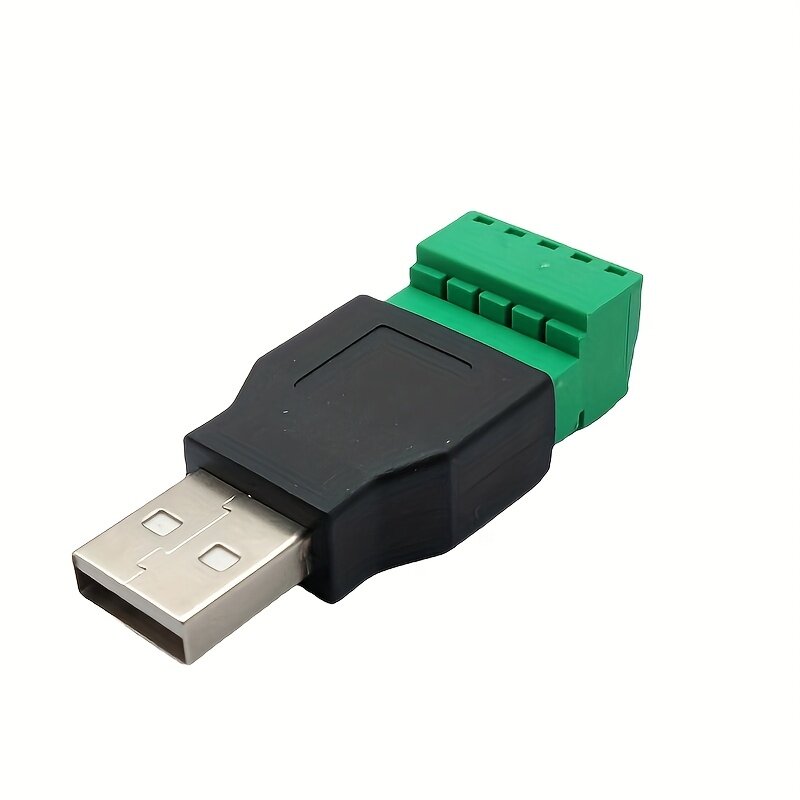 Беспаечный клеммный разъем USB 2.0 на 5 контактов, тип USB-A, мужской, зеленый, 1 шт.