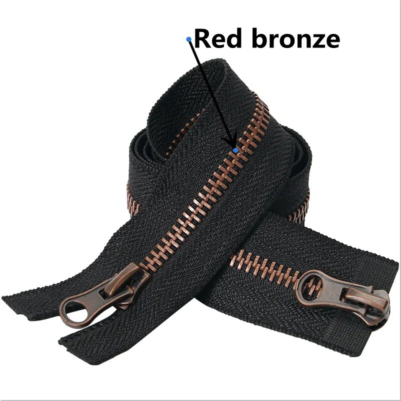 Молния металлическая No.5, 60 см, Red bronze