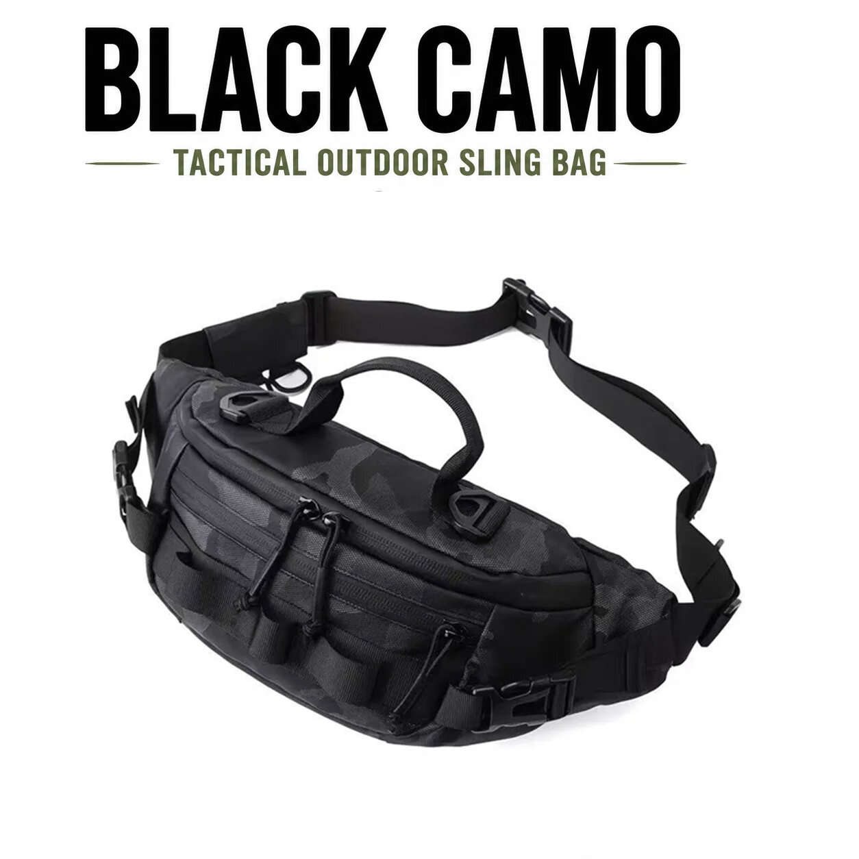 Черная тактическая поясная сумка Black Camo A1