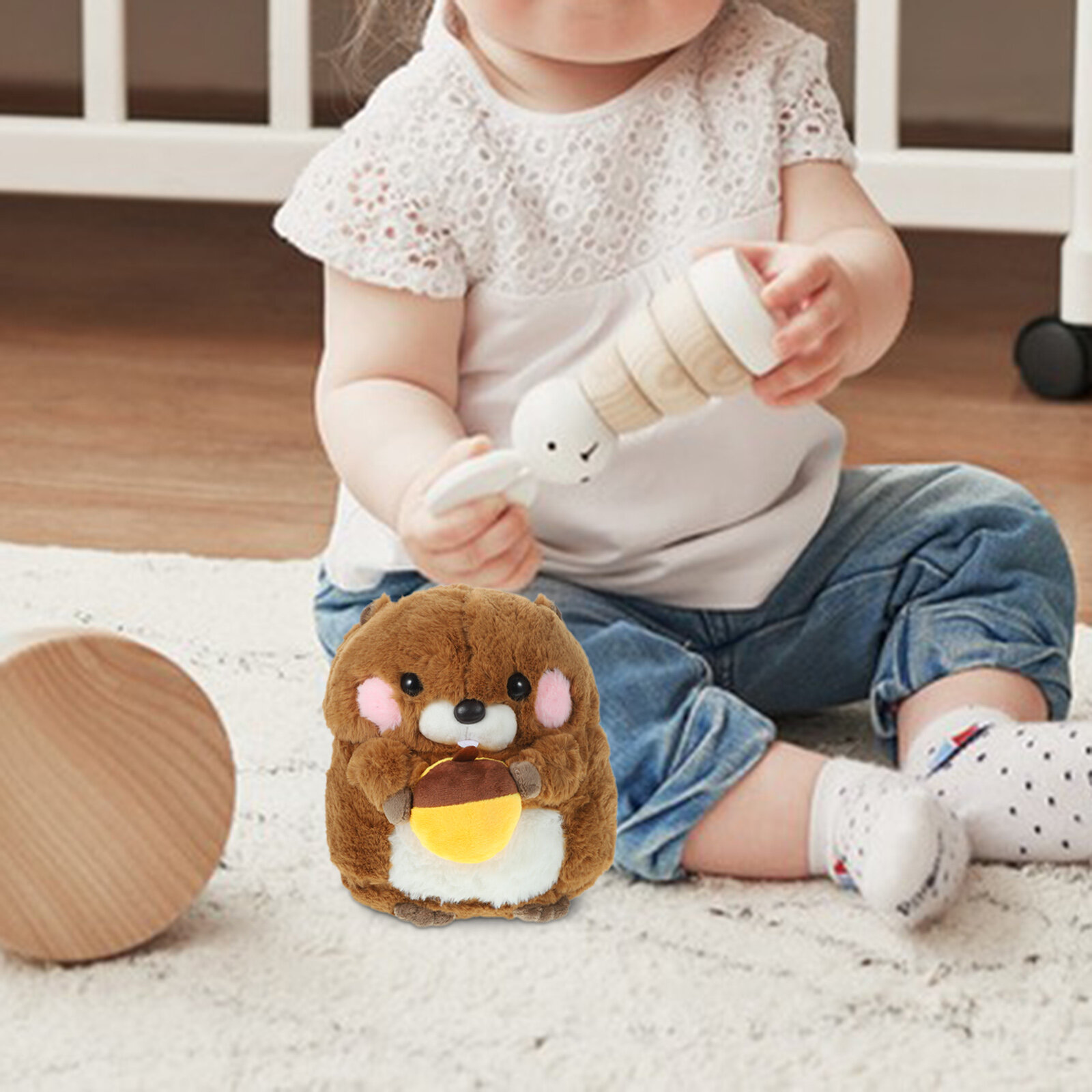 Плюшевая Игрушка Декоративная Белка Серого Цвета Для Дома И Авто 25 См