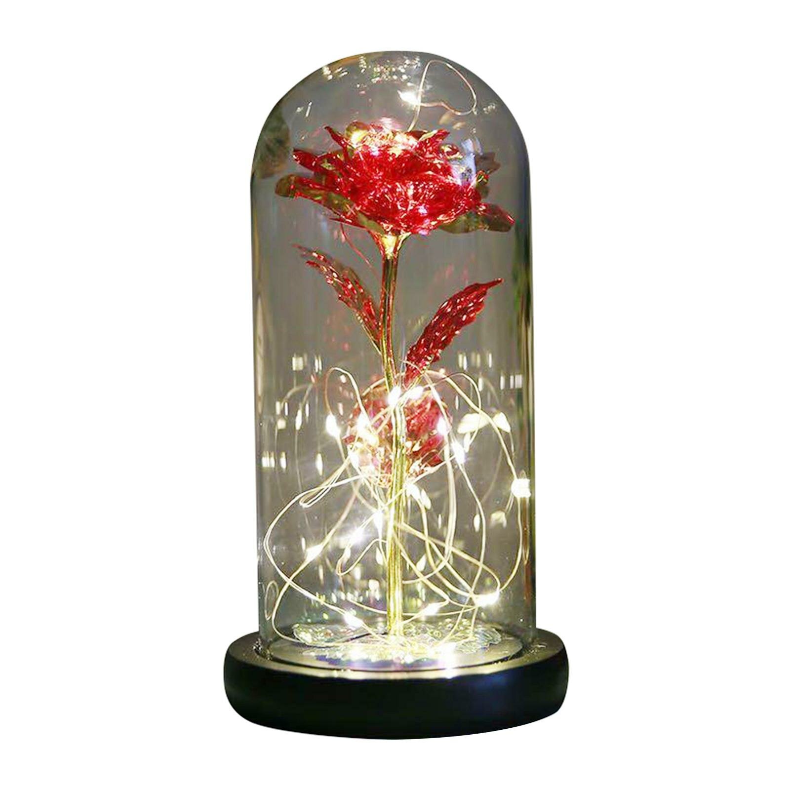 Galaxy Rose Flowers Forever Rose Colorful LED Light in Glass Dome Style6