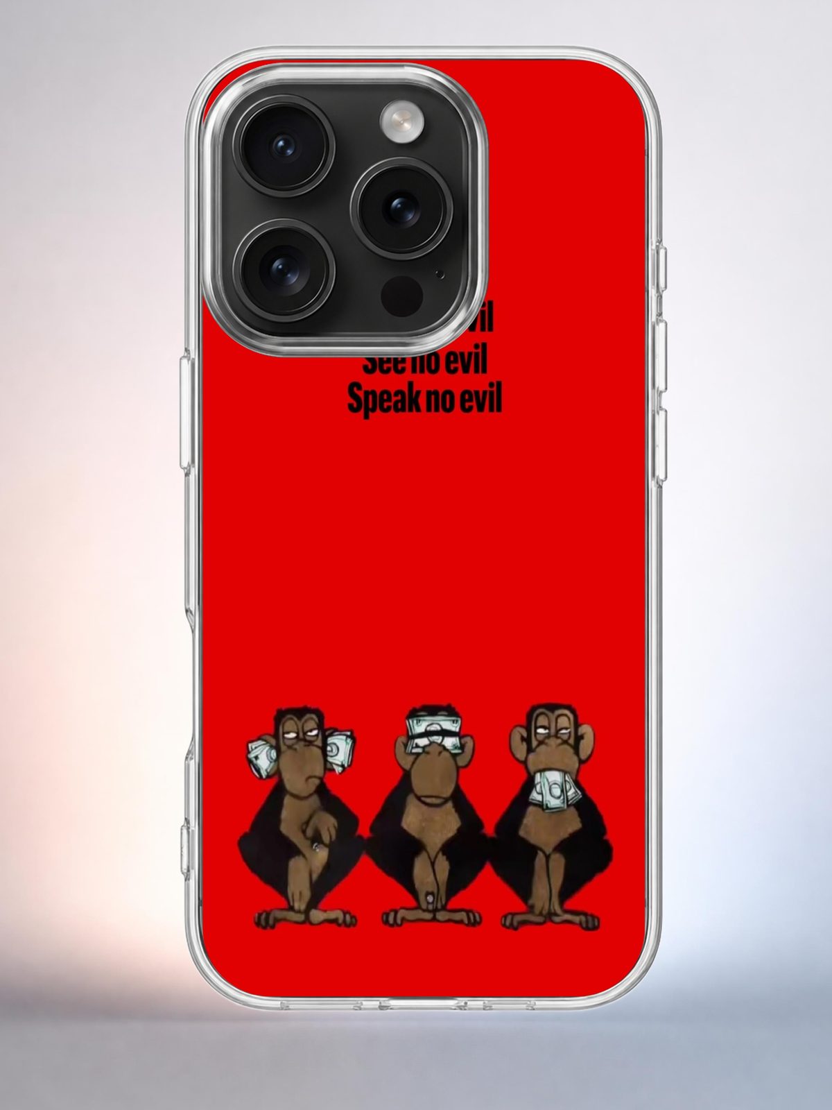 Силиконовый чехол на iPhone 15 Pro три обезьяны