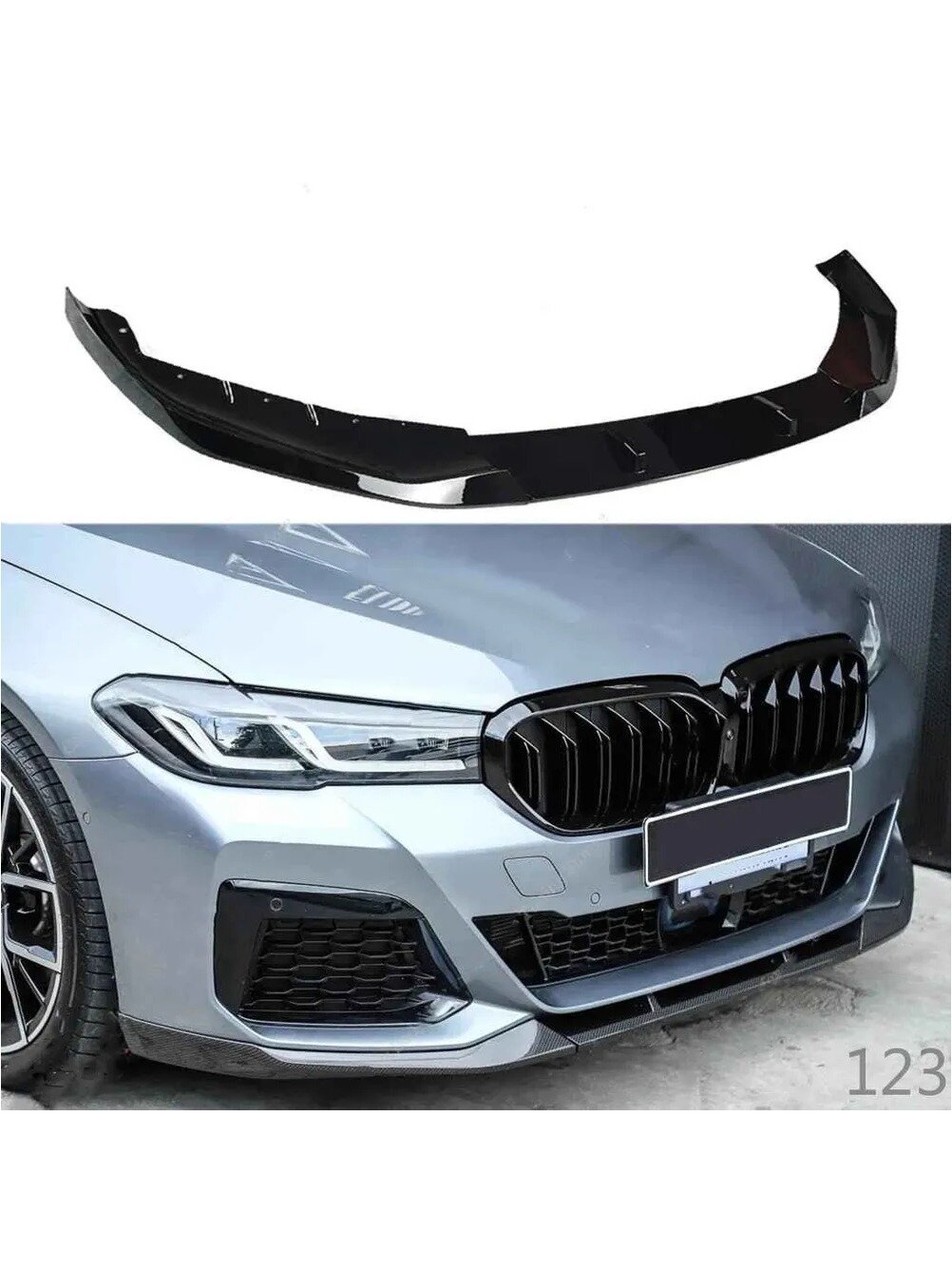 Спойлер автомобиля передний бамперный в стиле M Performance, черный ABS пластик, 1 шт.