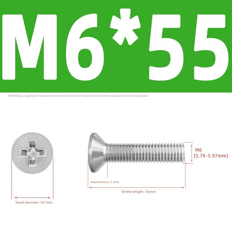 304-й марки крестообразные саморезы M6x55мм из нержавеющей стали 5 шт.