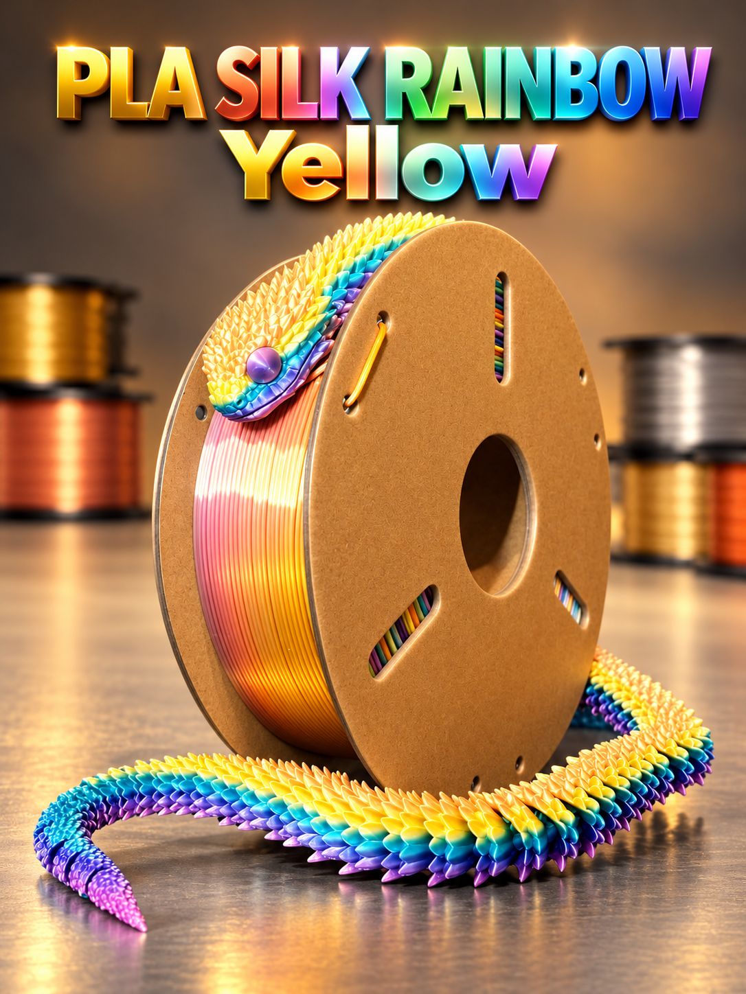 Пластик ThreeDprint PLA Silk Rainbow желтый (yellow) катушка нити 1.75 для печати на 3D принтере