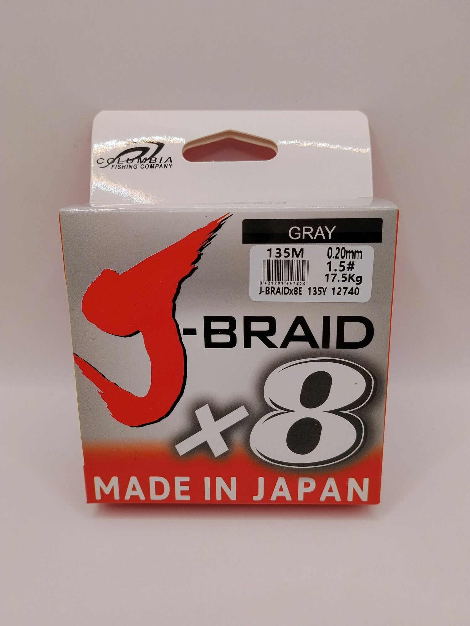 Плетеный шнур для рыбалки 0.20mm (17.5 кг)Columbia Fishing Company J-BRAID x8, темно-зеленый (Dark Green), 135 м / 8-жильная рыболовная леска плетенка