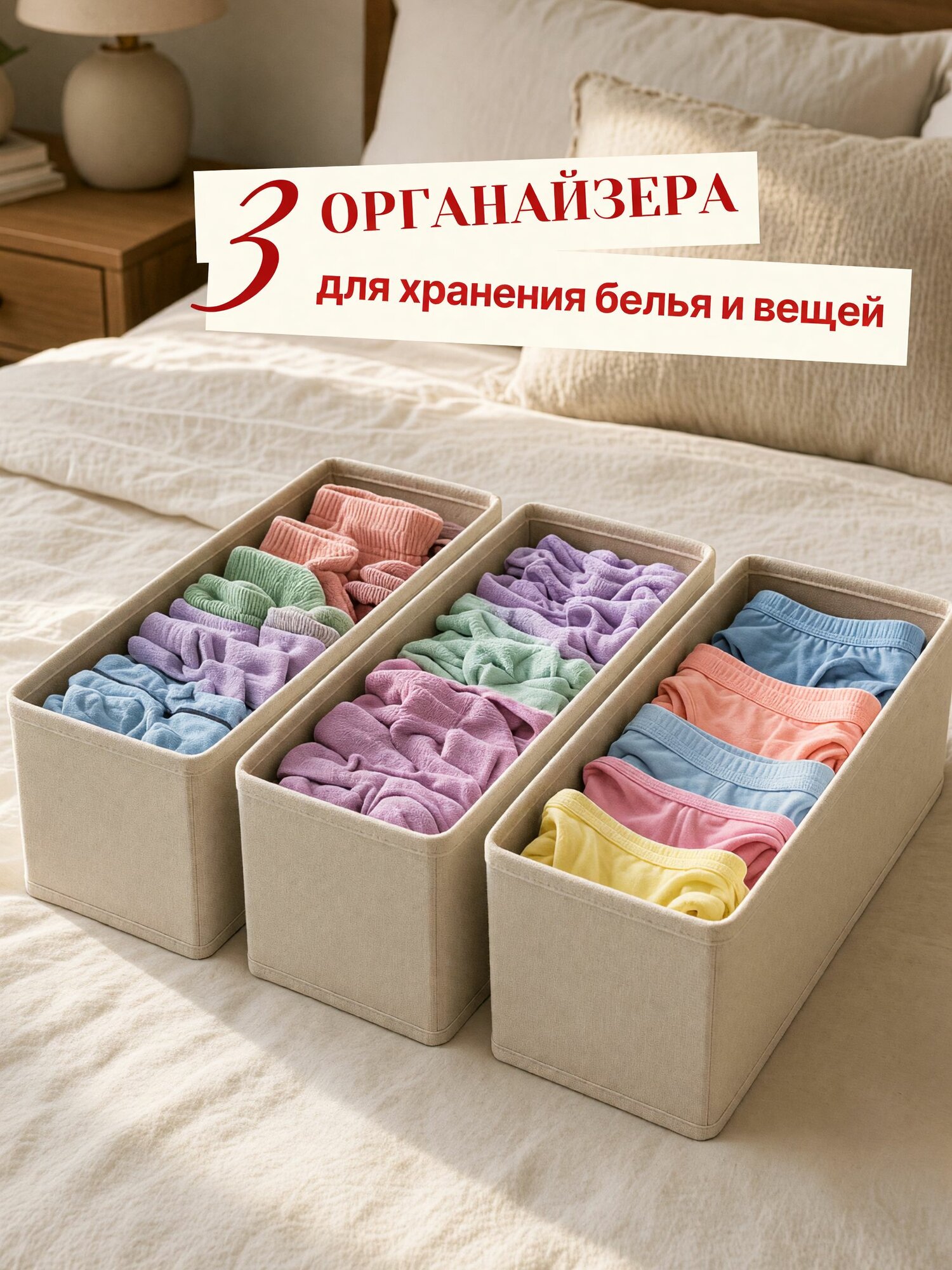 Додбис Органайзер для белья, одежды 33x10x11 см 1 шт спанбонд бежевый