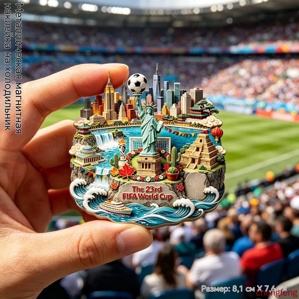 2026 Чемпионат мира по футболу металлический магнитик на холодильник