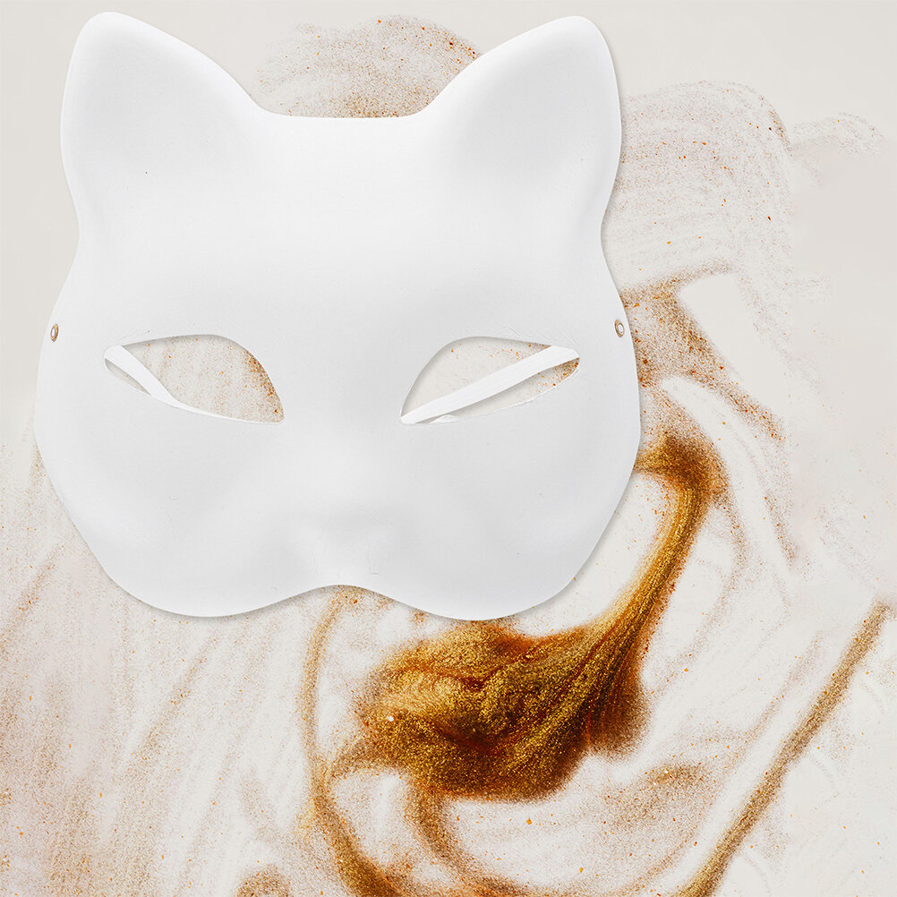 2 Штуки Diy Cat Mask Бумажная Белая Маска Для Рисования Маска Для Творчества 18.00X17.00X0.50Cm