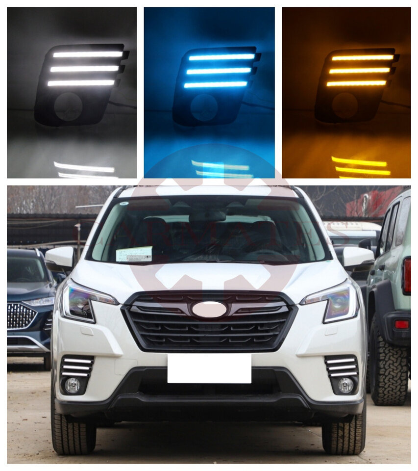 Фонари Subaru Forester Желтого Цвета с Поворотником Абс + Светодиод (Белый желтый синий) арт. F6190-10