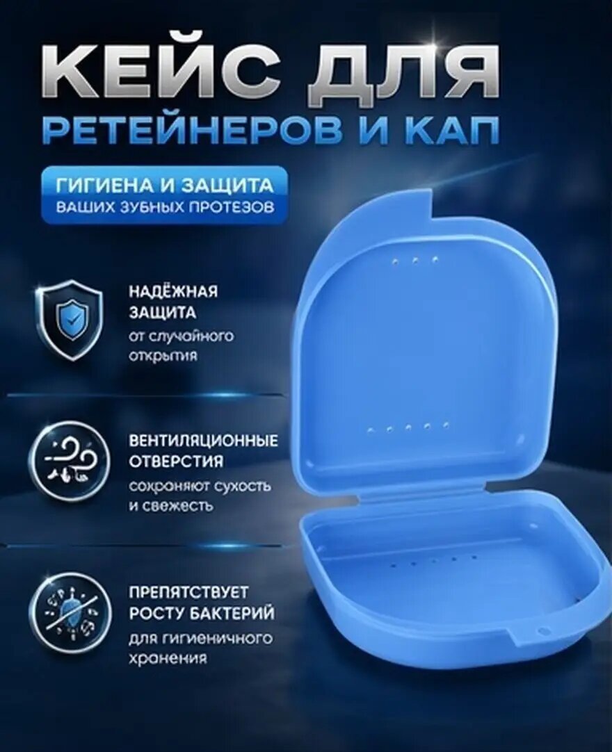 Синий Корпус Для Защитника Зубов С Вентиляцией И Противобактериальной Защитой Размер 8 50X8 20X2 80Cm