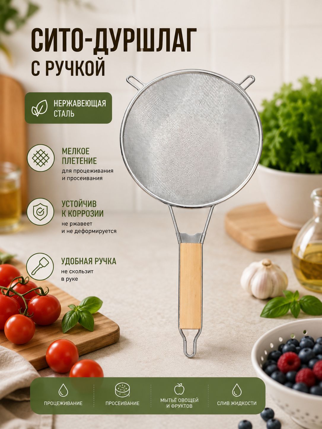 Дуршлаг, диаметр 20 см