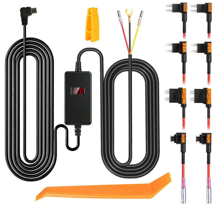 Универсальный микро видеорегистратор изогнутый с таймлапсом, парковочным монитором, дисплеем напряжения и защитой от