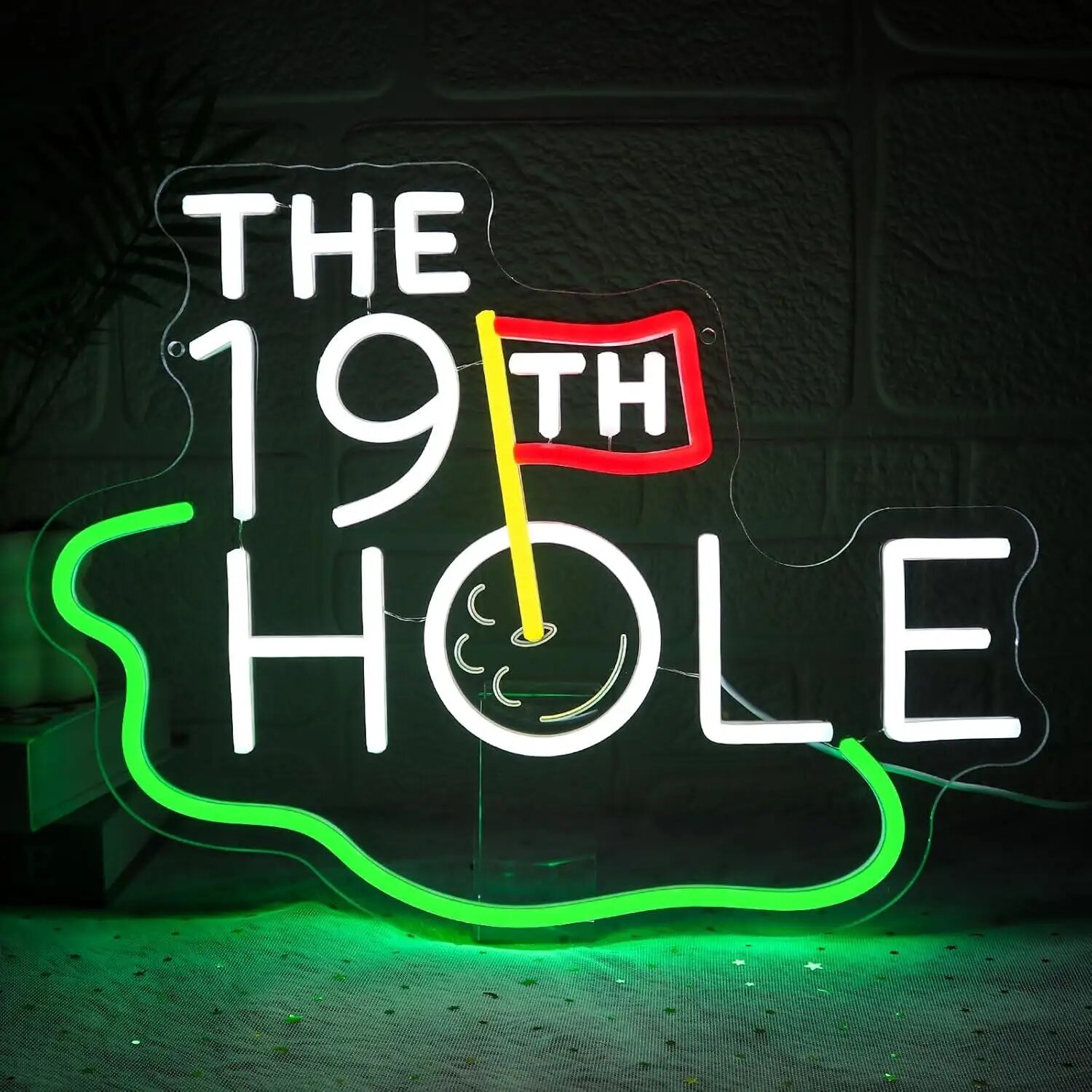 Неоновая вывеска The 19th Hole Гольф LED настенный светильник USB, многоцветный декор стены для бара, гаража и гольф-клуба, световой знак с надписью
