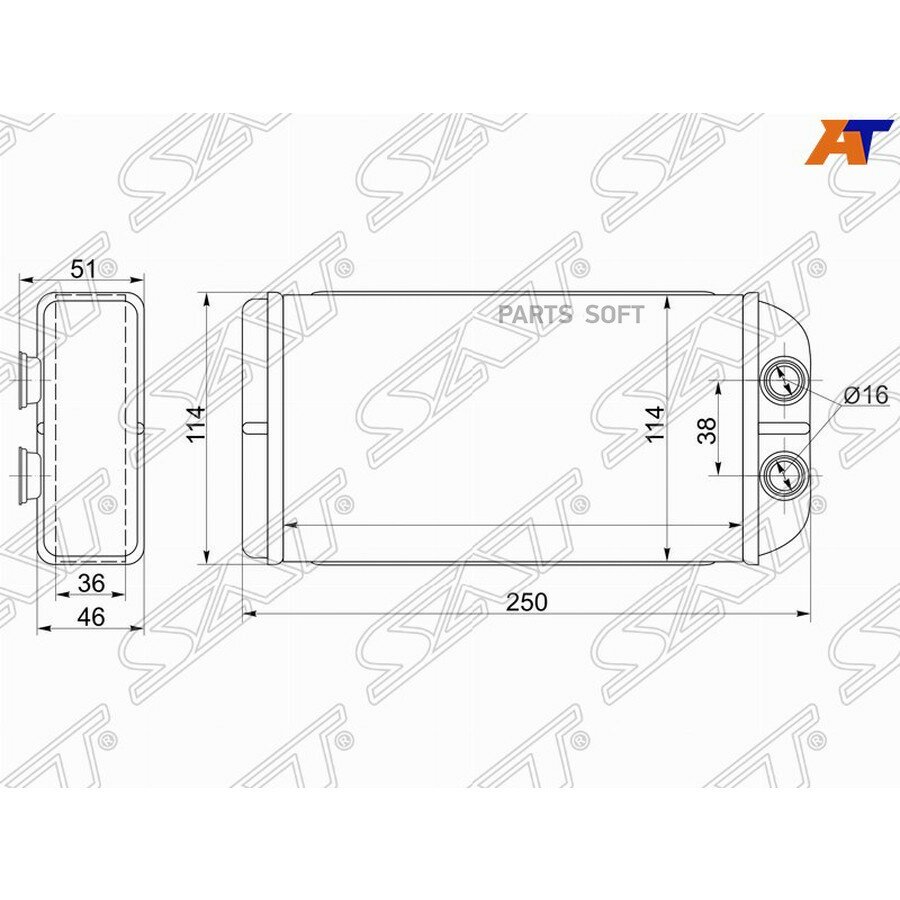 Радиатор отопителя салона Honda Civic 95-00 / CR-V 95-01 от официального дистрибьютора, SAT, артикул STHD073950