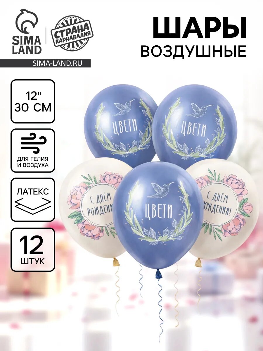 Воздушные шарики на День Рождения набор 12 шт.