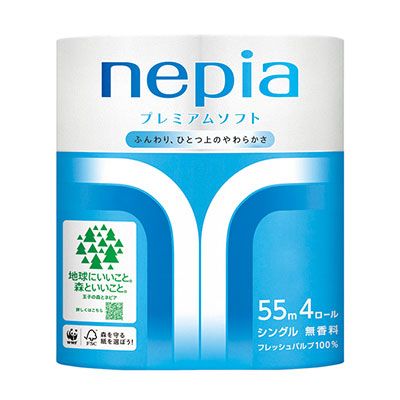 NEPIA Premium Soft Туалетная бумага Премиальная - увеличенная намотка - гипоаллергенная без флуоресцентных осветлителей 60 м, 4 рулона. Япония.
