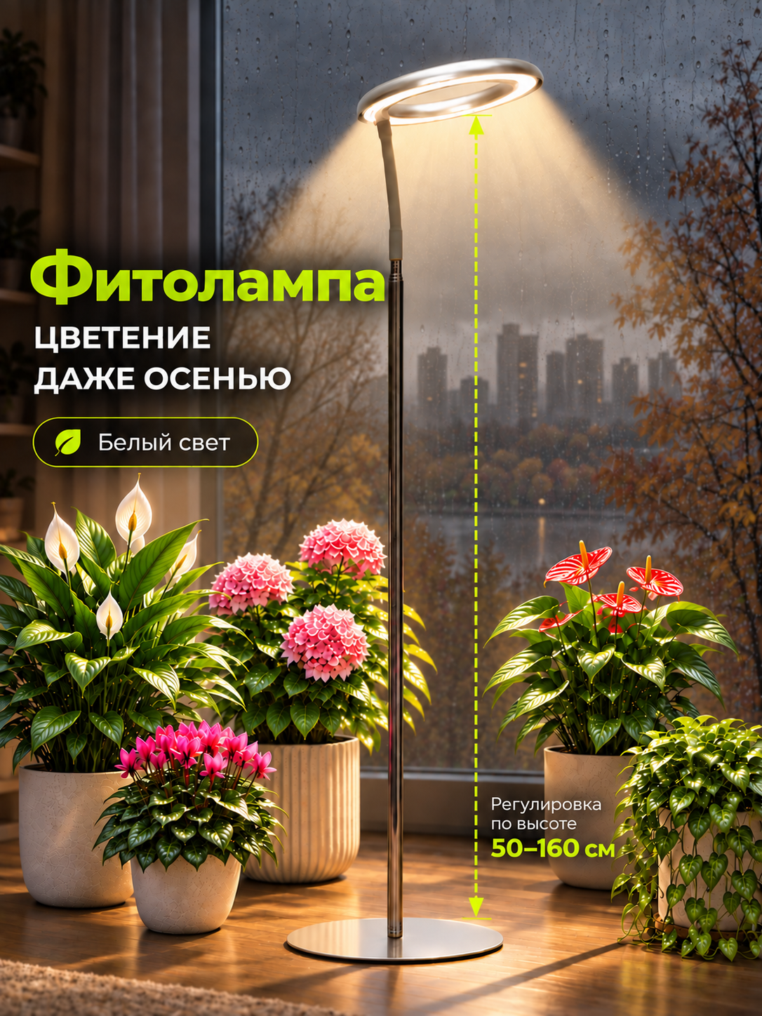 Лампа для комнатных растений и цветов, фитолампа полного спектра для расады белый свет