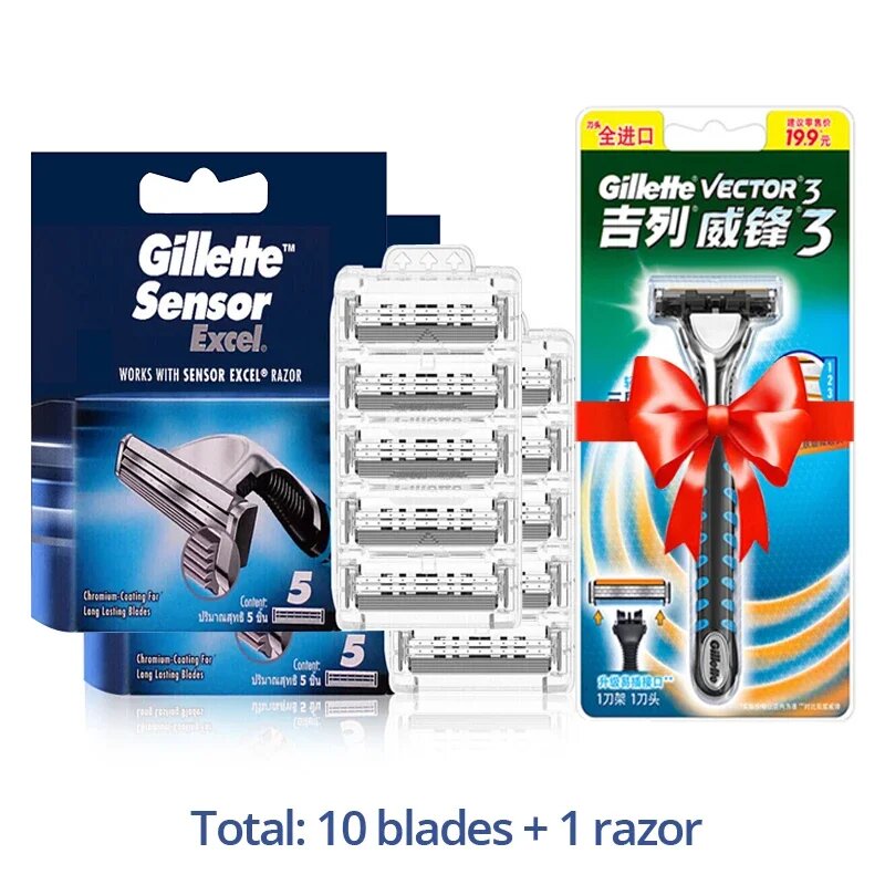 Gillette Vector 3, 10 лезвий + 1 бритва