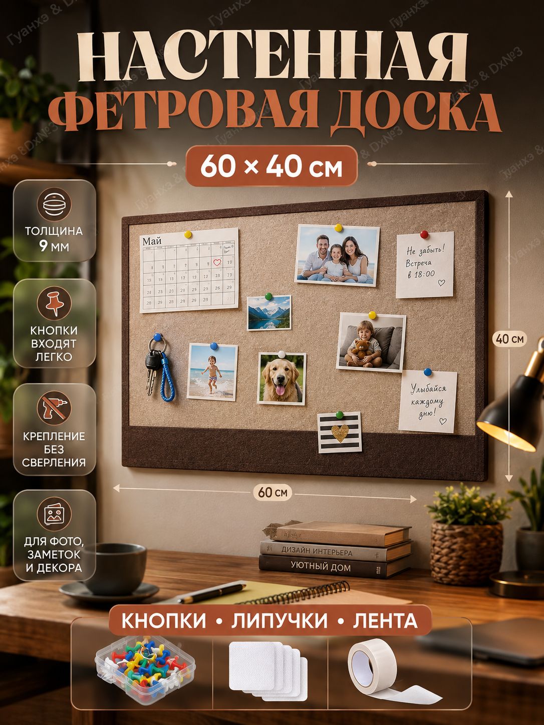 STARLEK пробковая доска для записей мини-доска из пробки 40*60 см для дома и офиса