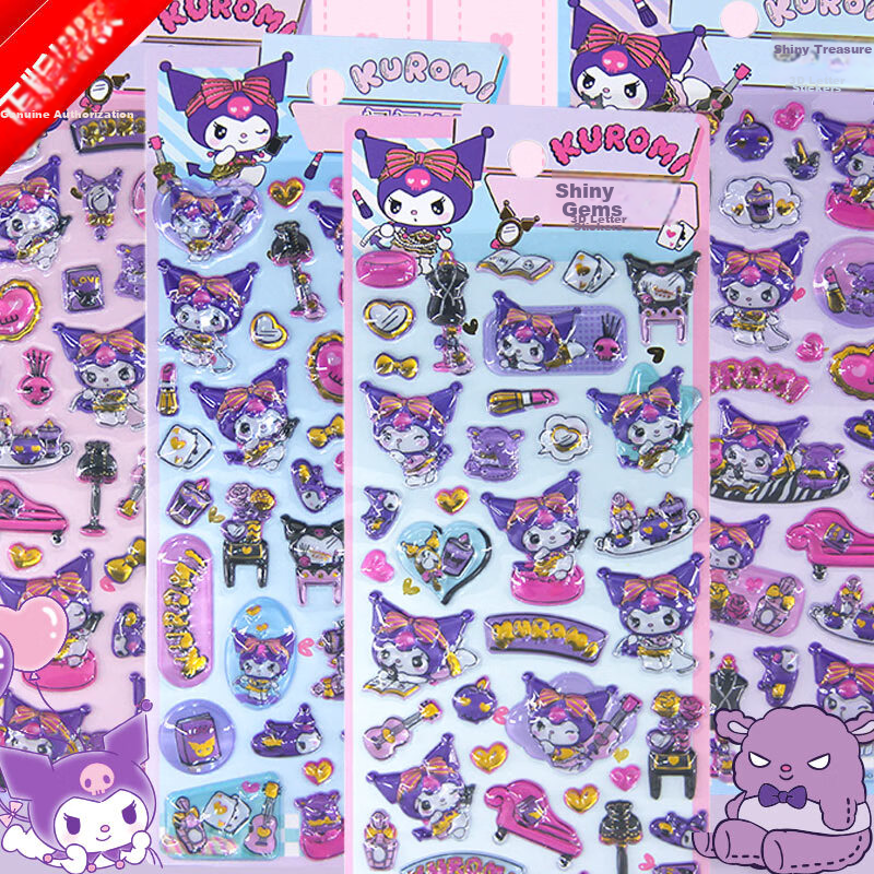 Набор наклеек Sanrio Kuromi с гравировкой для детей 3-6 лет, игрушка-рисунок Цвет：Набор наклеек Sanrio Kuromi с