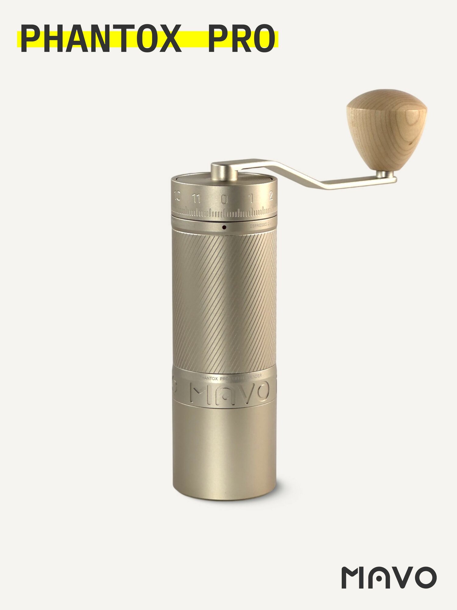 Кофемолка ручная MAVO Phantox Pro / золотистая